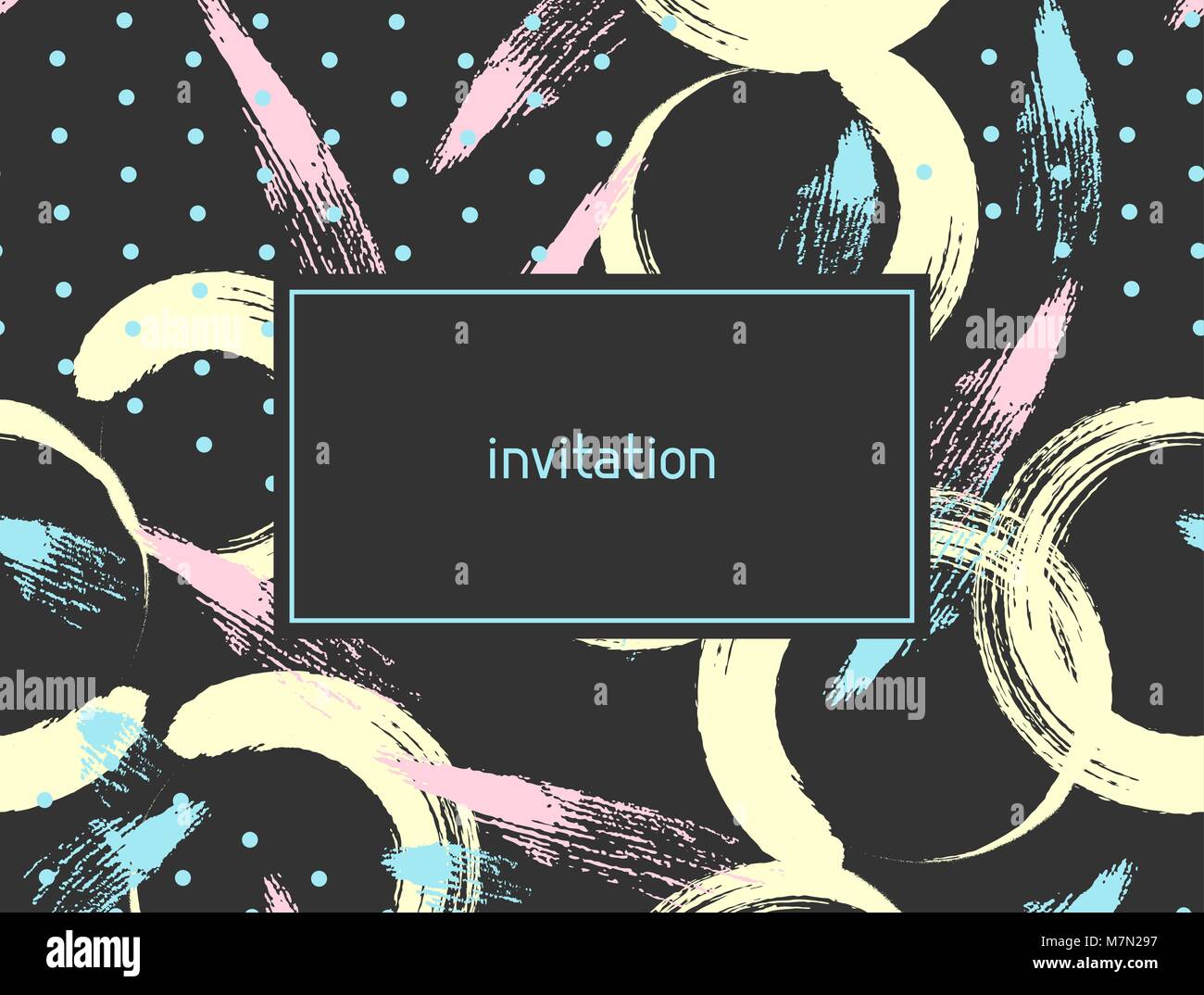 Hand drawn abstract grunge invitation card. Background painted with ink ...