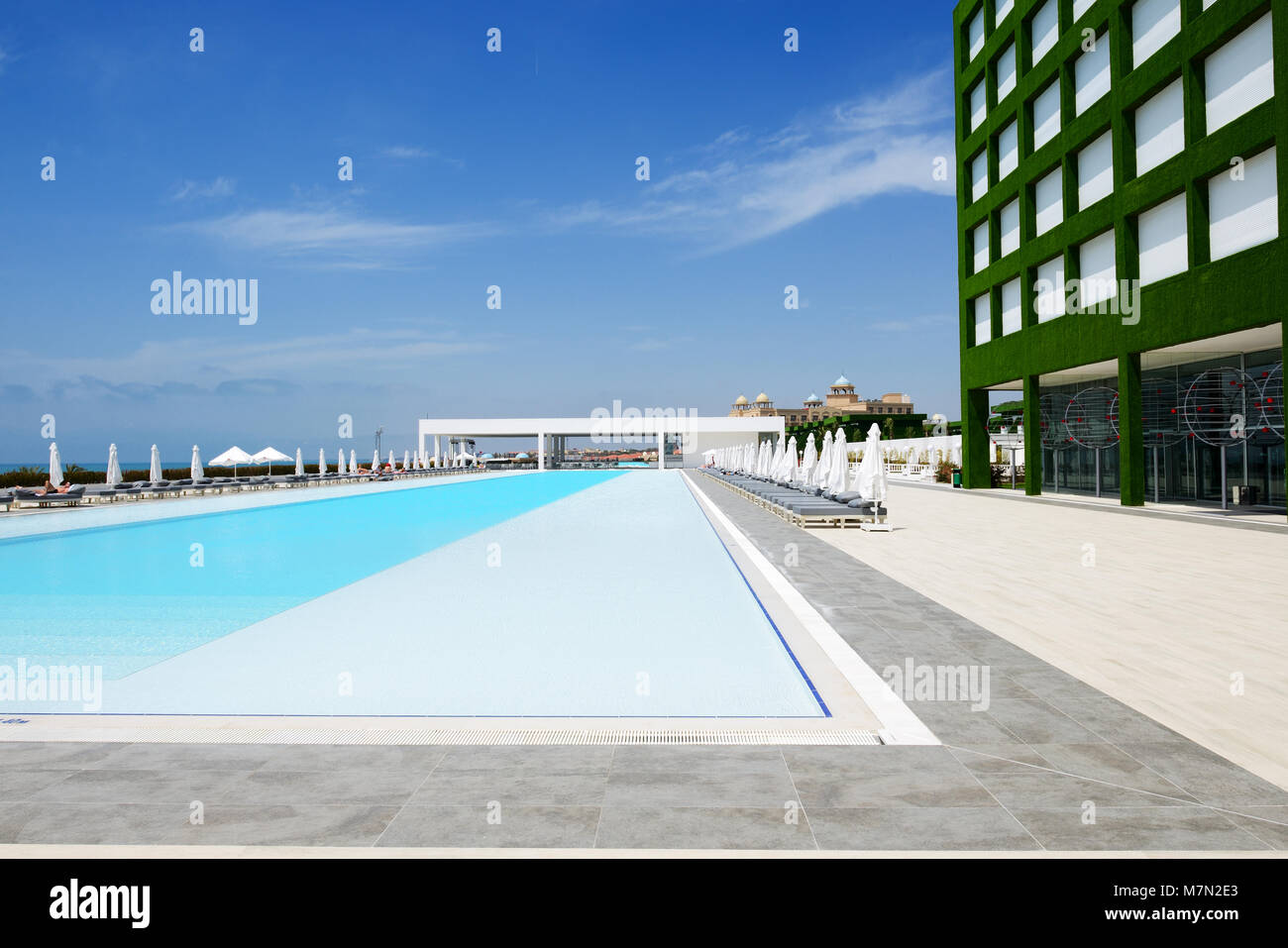 The swimming pool at modern luxury hotel, Antalya, Turkey Stock Photo ...