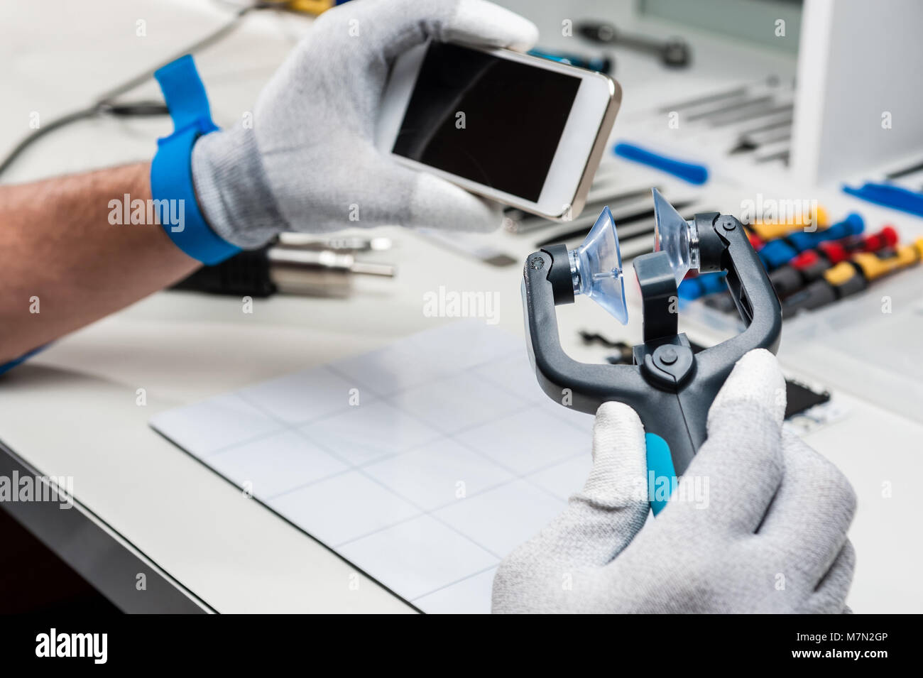 Close-up photos showing process of mobile phone repair Stock Photo - Alamy