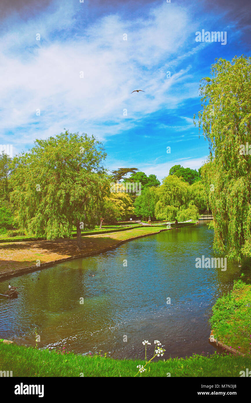 Lake near Leeds Castle in Kent in England. Toned Stock Photo - Alamy