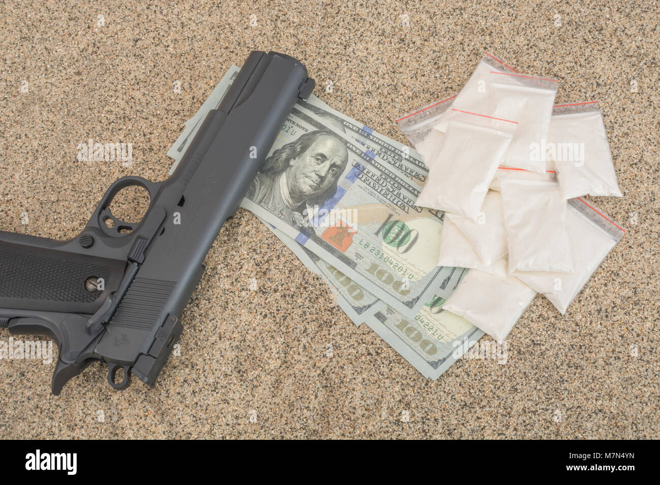 Concept for drug dealing, drug cartels, drugs money, US / America ...