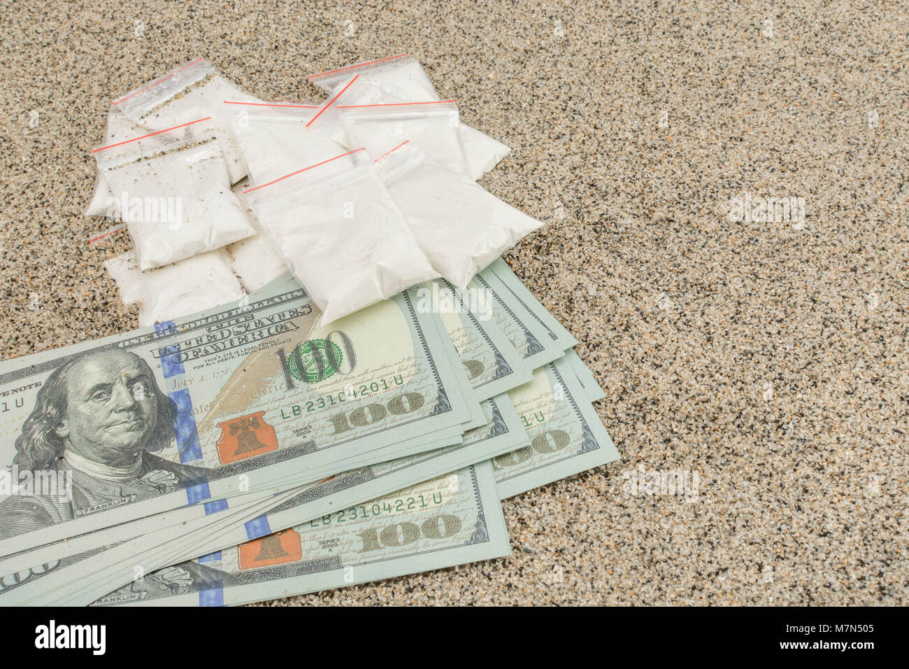 Concept for drug dealing, drug cartels, drugs money, US / America ...