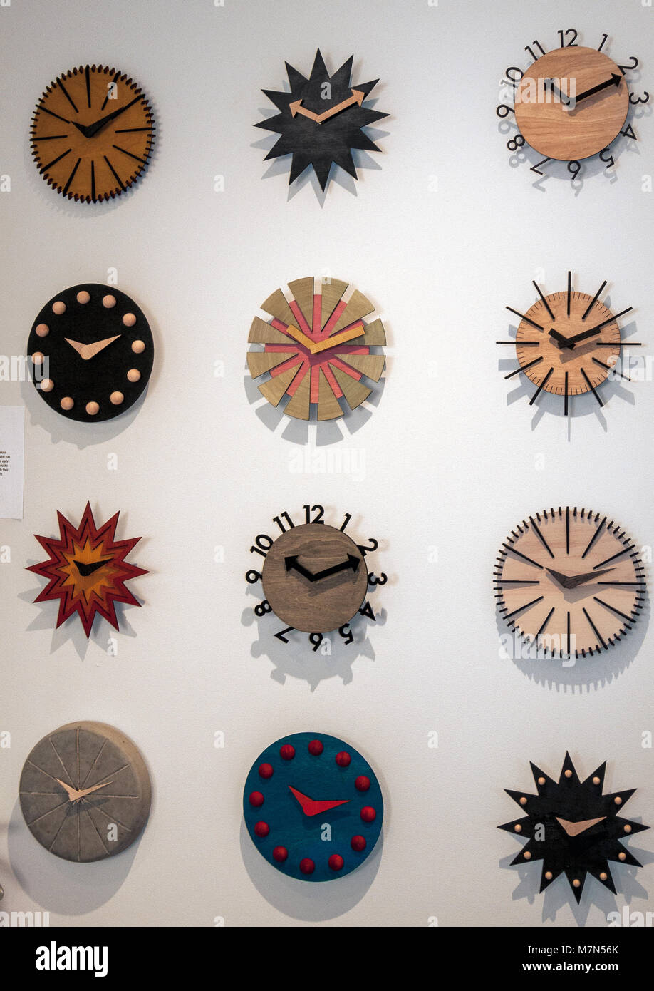 wall of clocks designed by Eric Haskins Stock Photo - Alamy