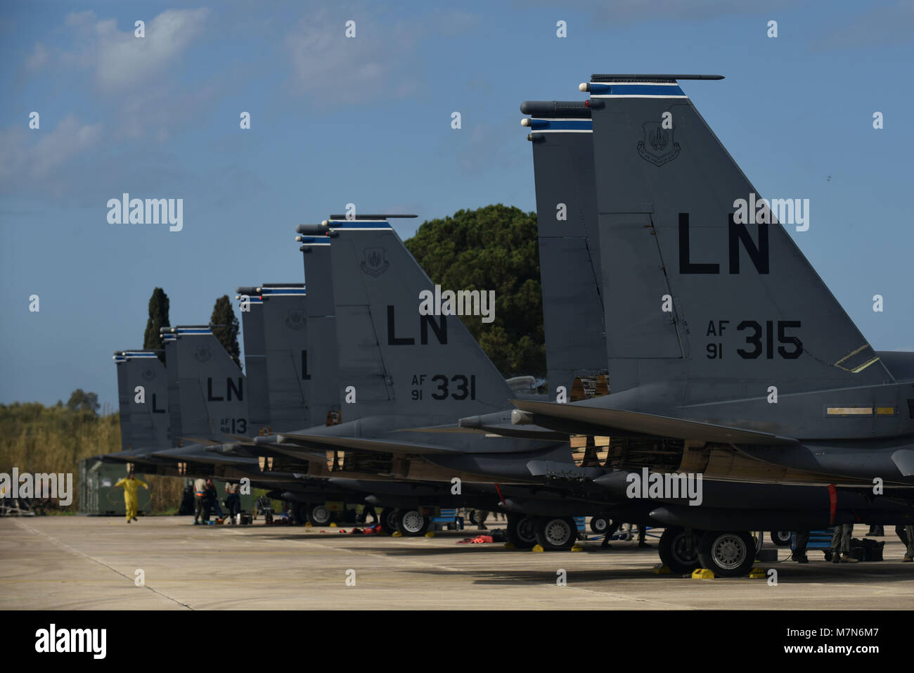 F-15E Strike Eagles, assigned to the 492nd Fighter Squadron from Royal ...