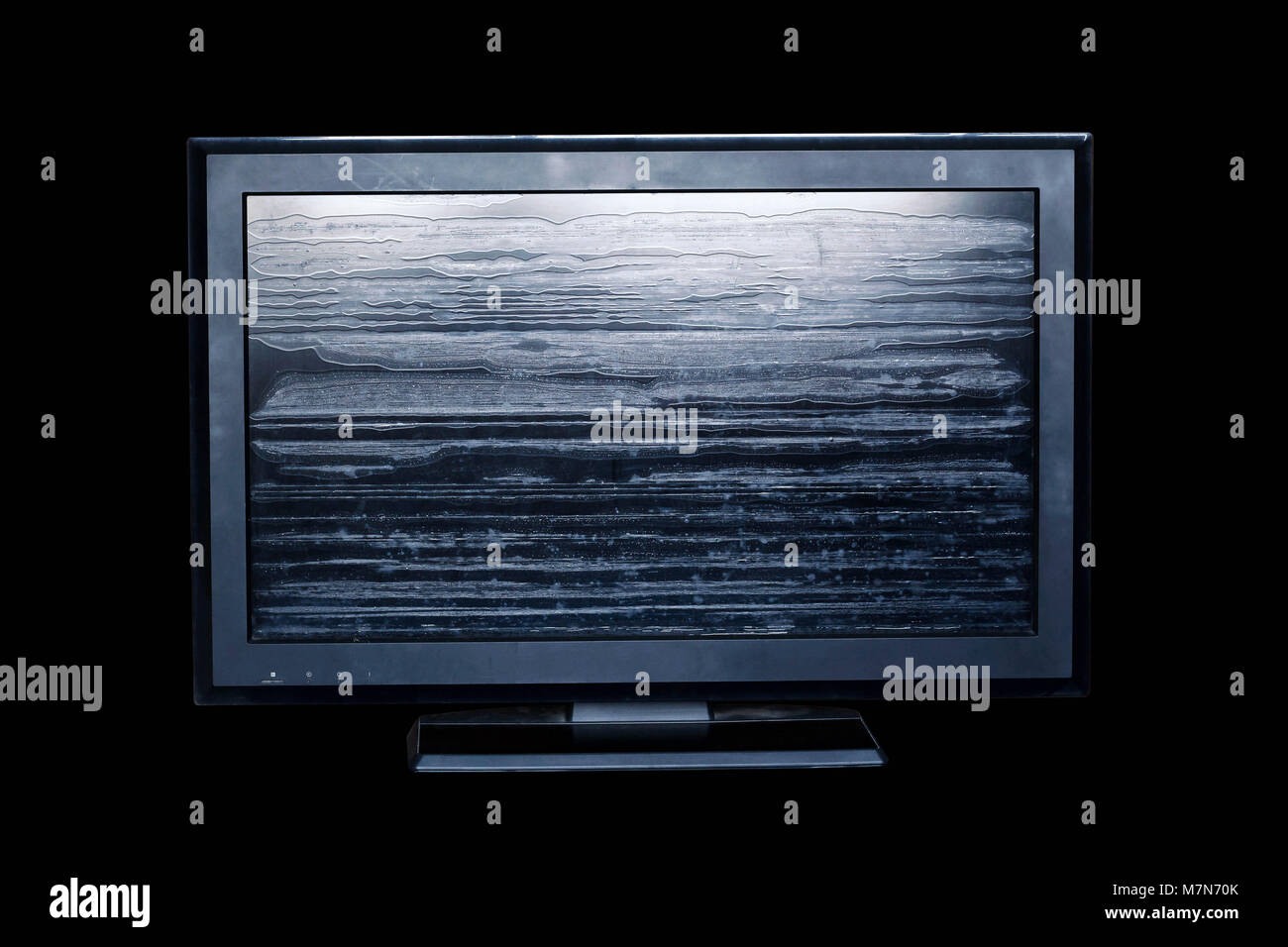 Old television of screen broken on black background Stock Photo - Alamy