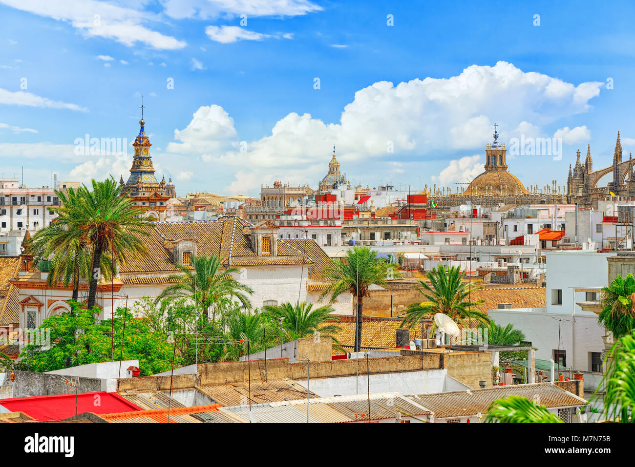 Panoramic view of the city of Seville from the observation platform ...