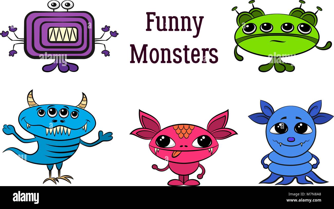 Cartoon Monsters Set Stock Vector Image & Art - Alamy
