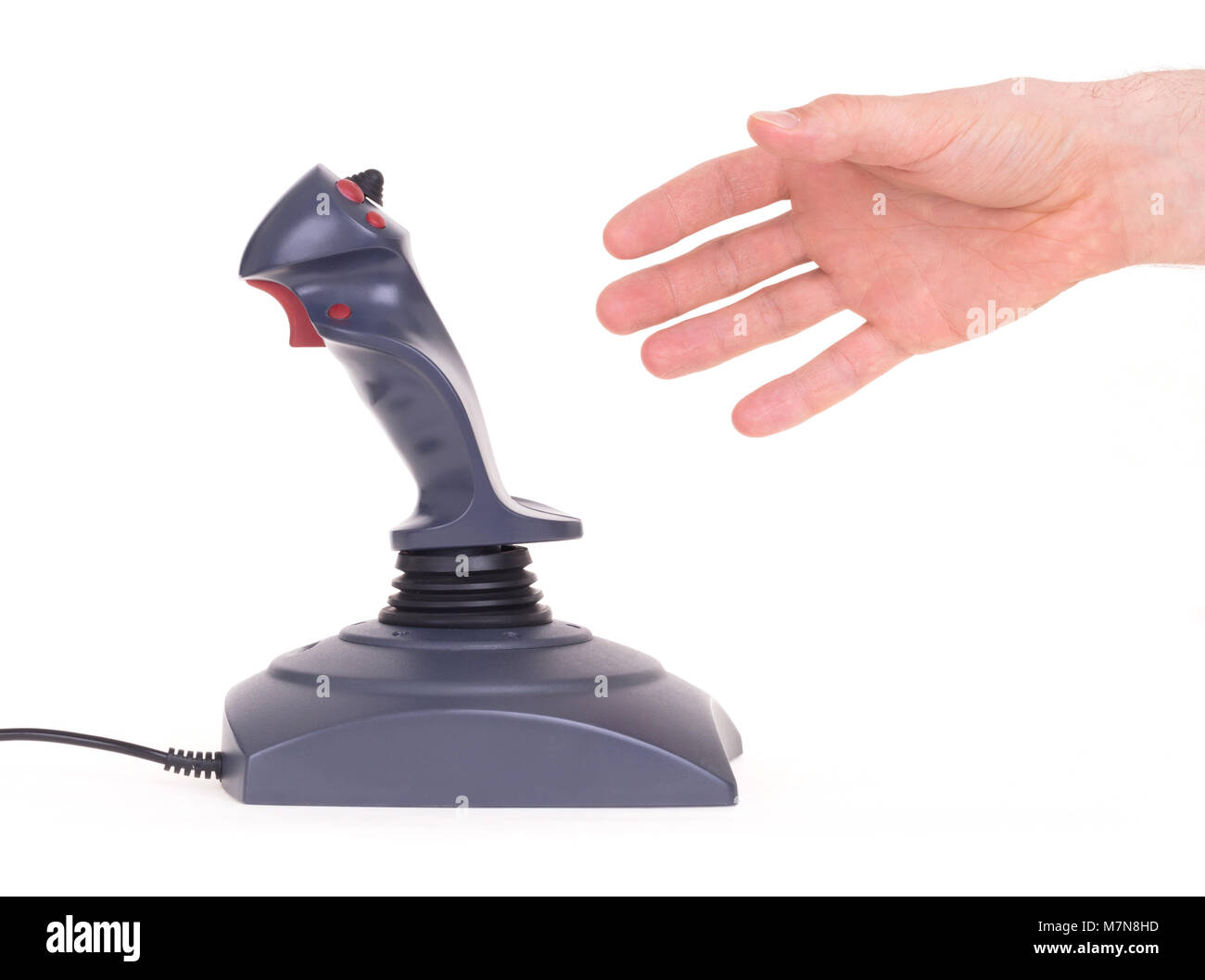 Hand holding gaming joystick, isolated on a white background Stock ...