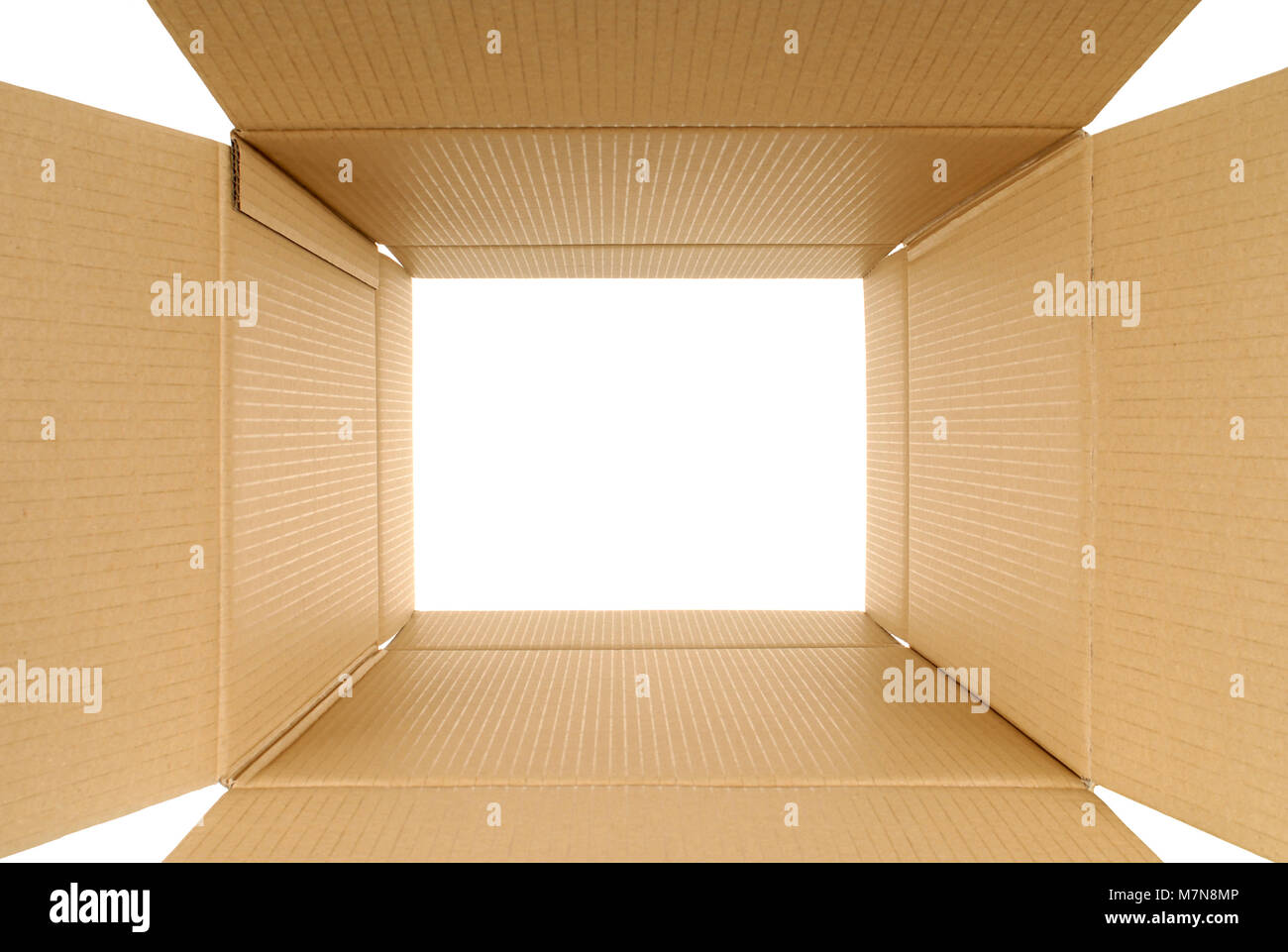 Looking through a plain brown cardboard box which is open at both ends ...