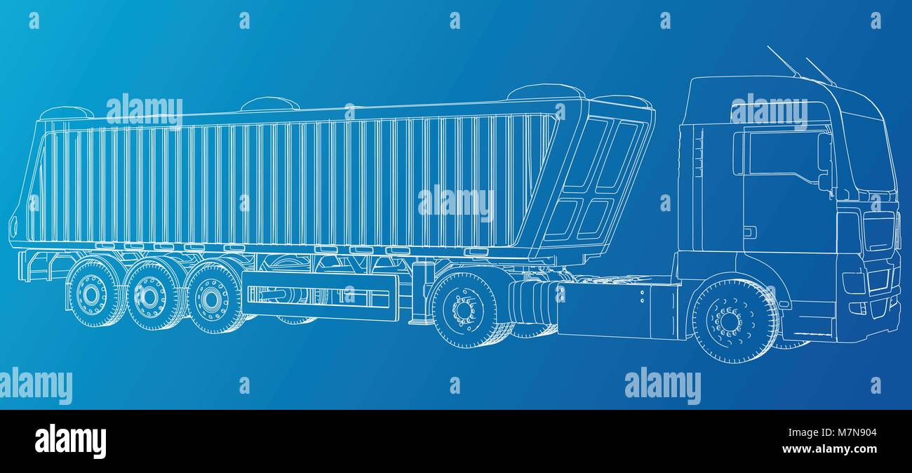 Truck tipper trailer vector mock-up for advertising. Created ...
