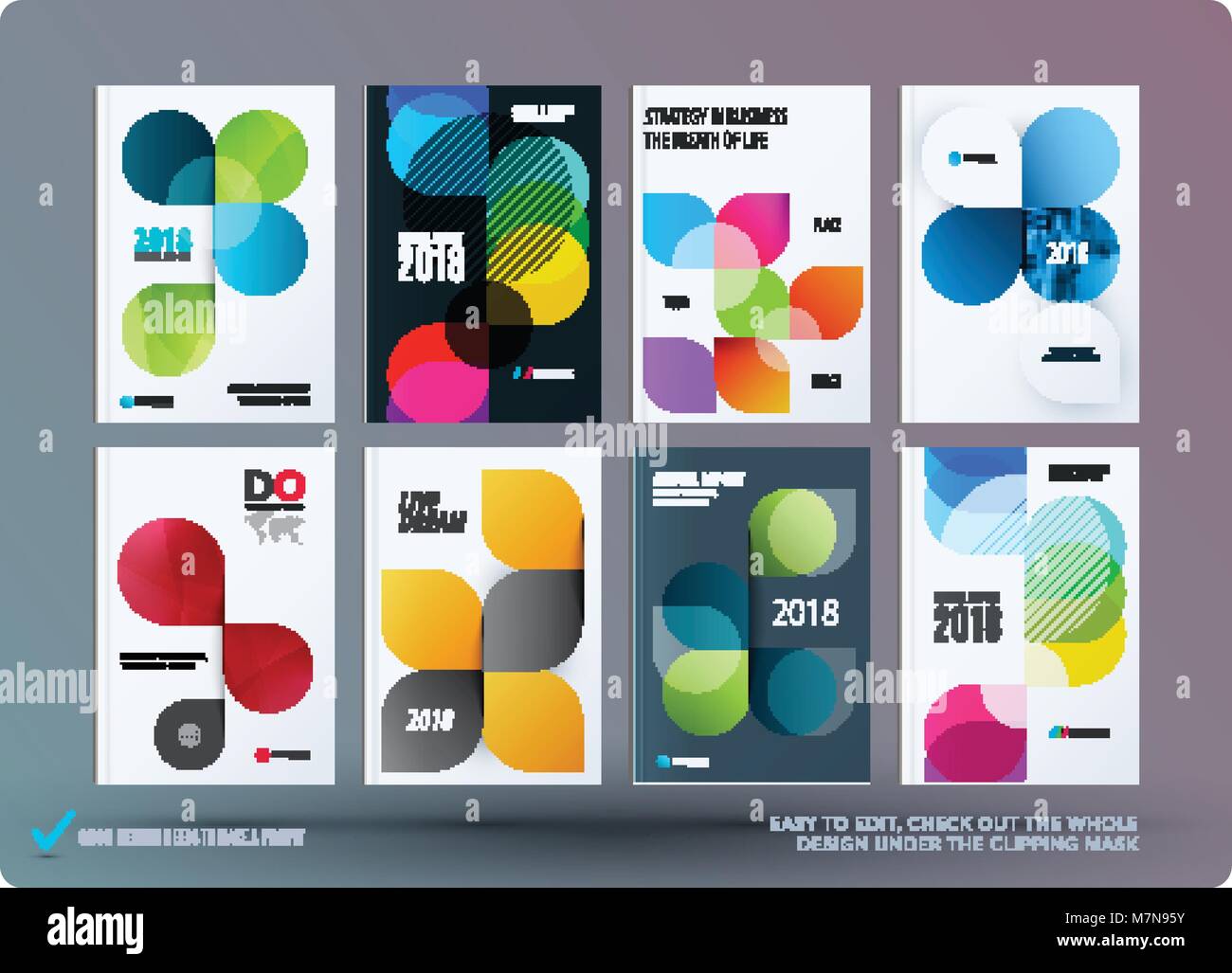 Set of design brochure, abstract annual report, horizontal cover layout ...