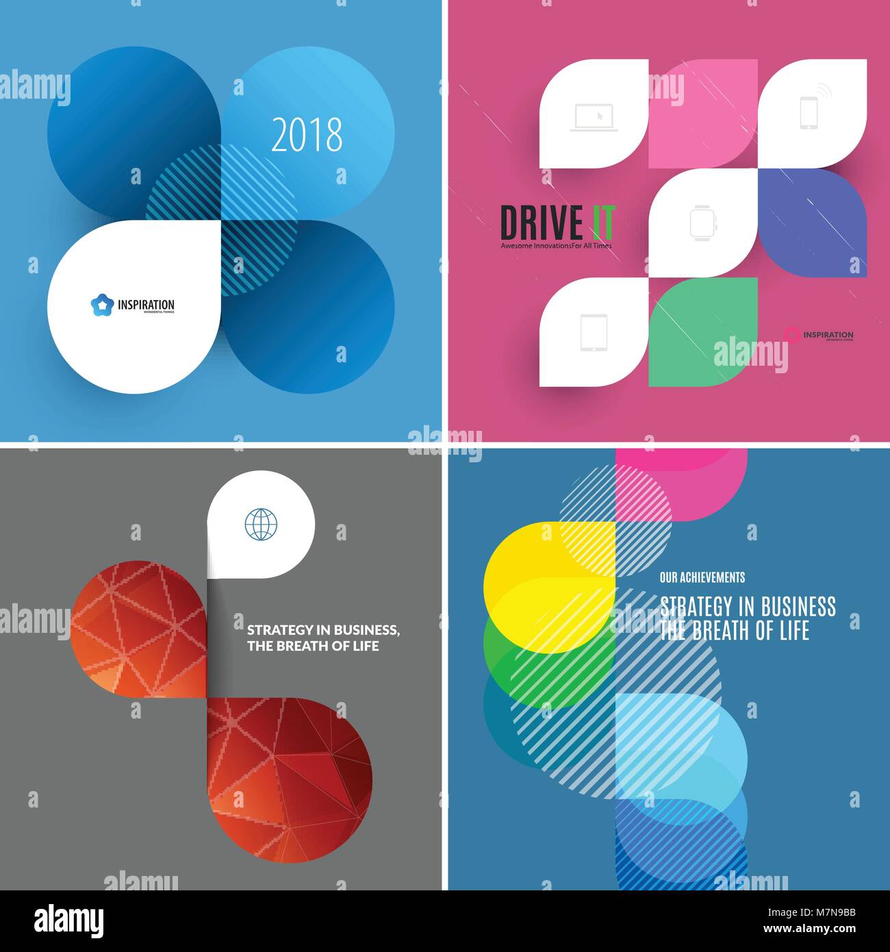 Set of modern design abstract templates. Creative business background ...