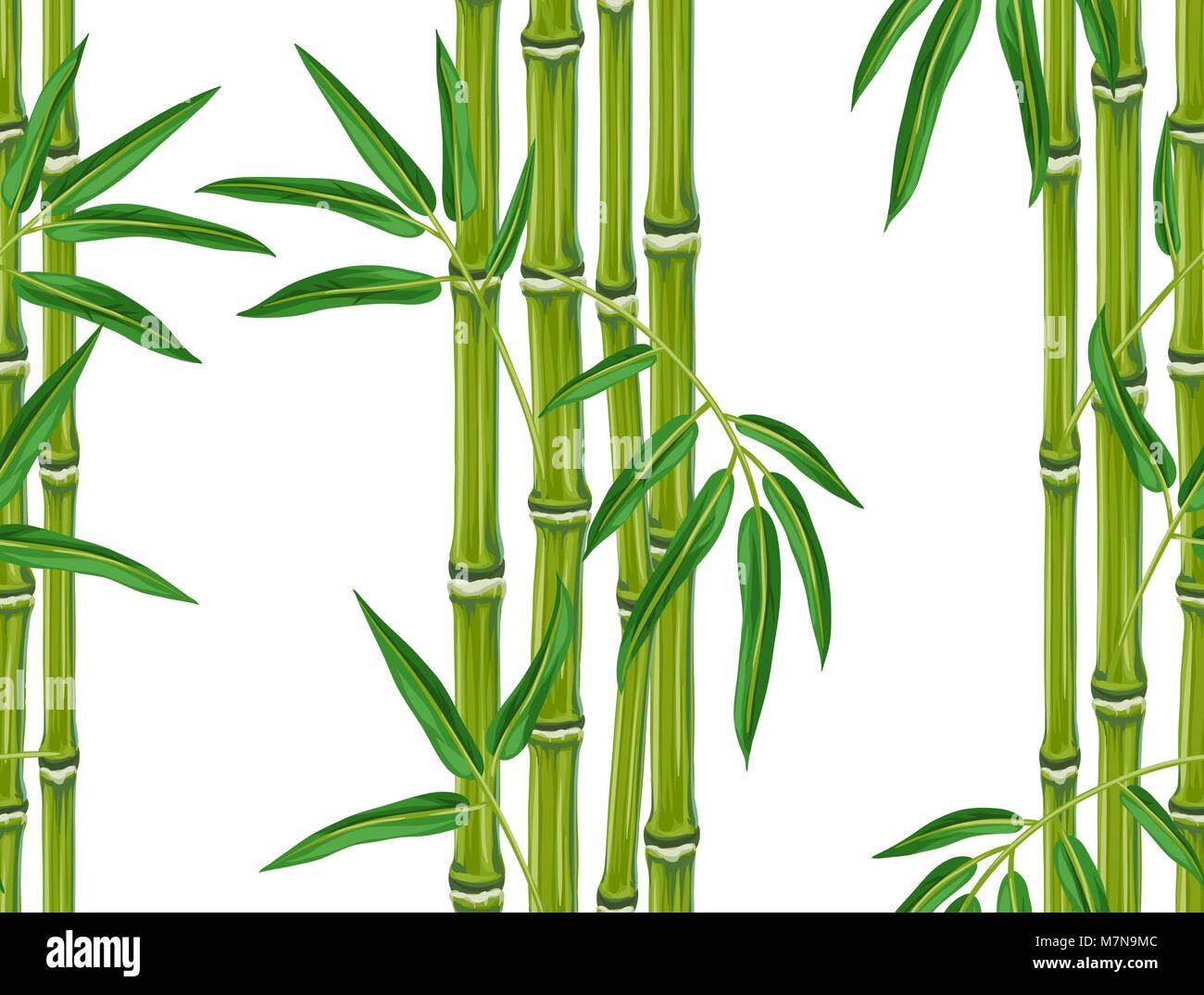 Seamless pattern with bamboo plants and leaves. Background made without ...