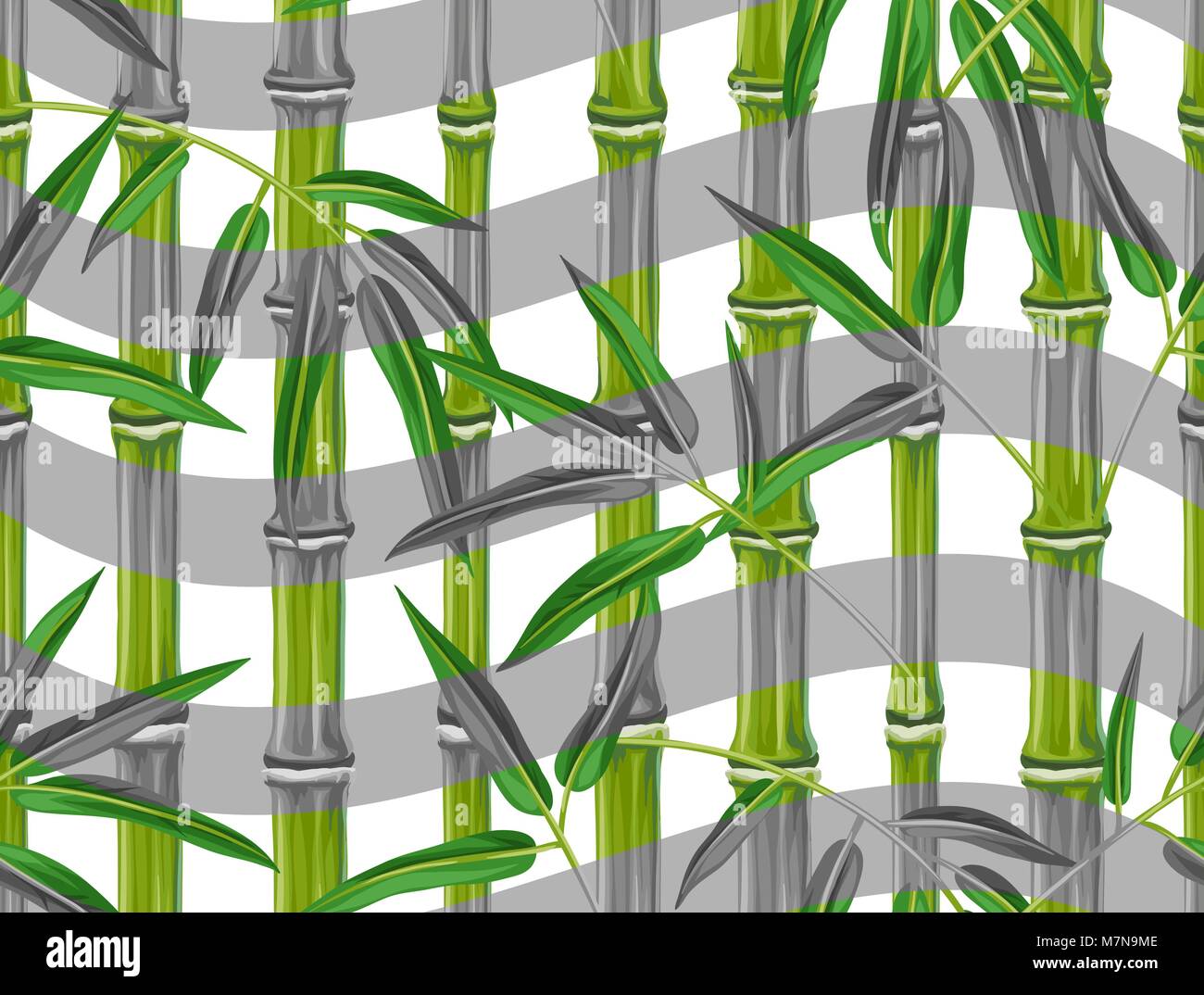 Seamless pattern with bamboo plants and leaves. Background made without ...