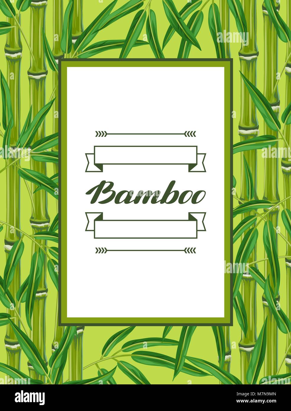 Frame with bamboo plants and leaves. Design for cards, flayers ...