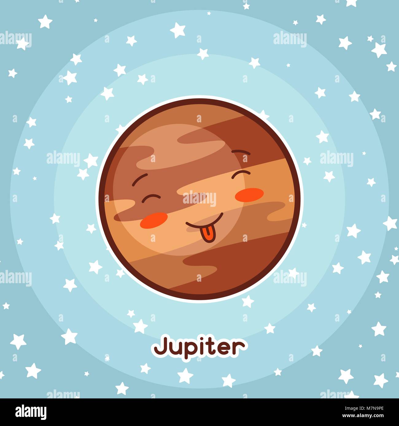 Kawaii space card. Doodle with pretty facial expression. Illustration ...