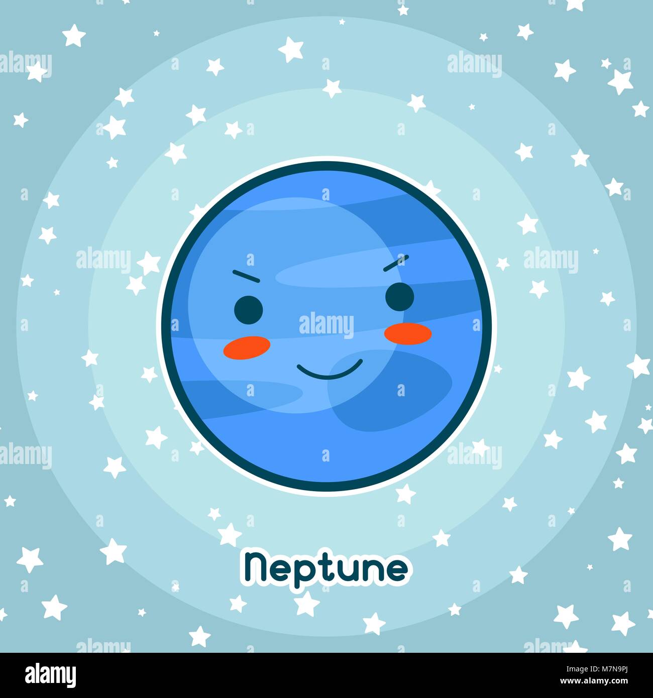 Kawaii space card. Doodle with pretty facial expression. Illustration ...