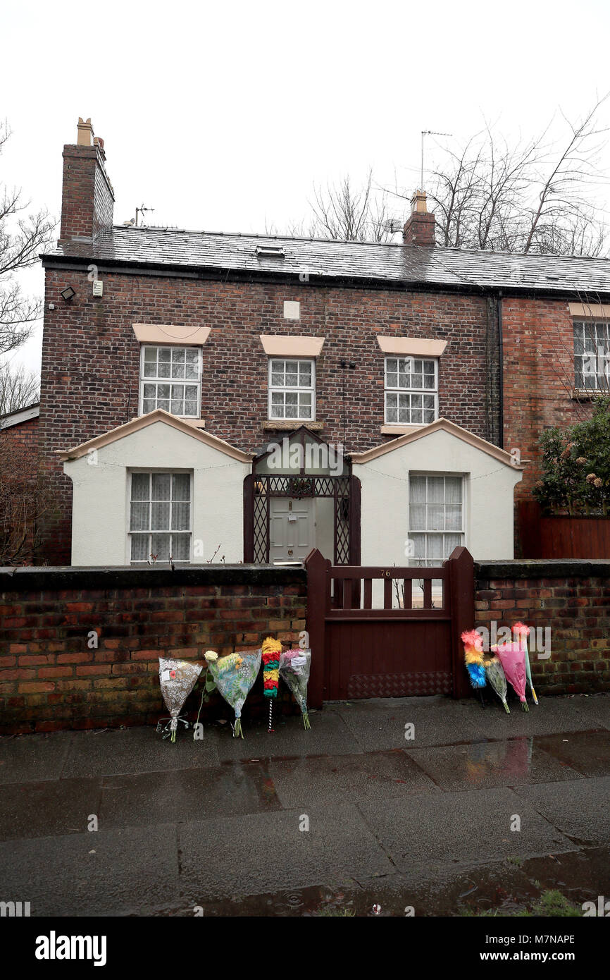 Floral tributes outside the Liverpool home of comedy legend Sir Ken ...
