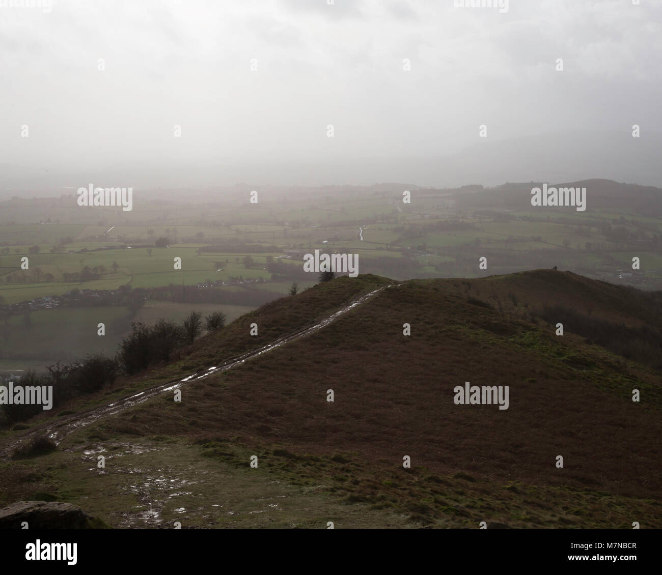 View from the peak of the skirrid climb in the Brecon Beacons national ...