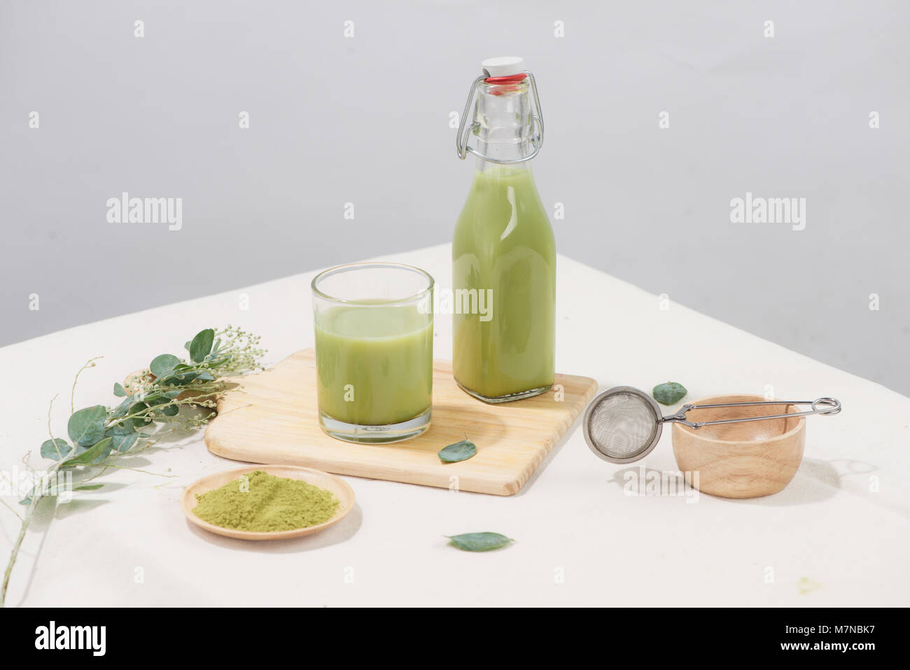 Homemade green tea, refreshing for health on white background Stock ...