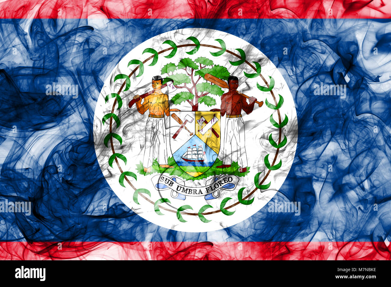 Belize smoke flag Stock Photo - Alamy
