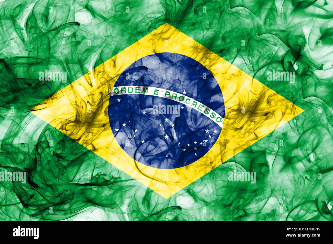 Brazil smoke flag Stock Photo - Alamy