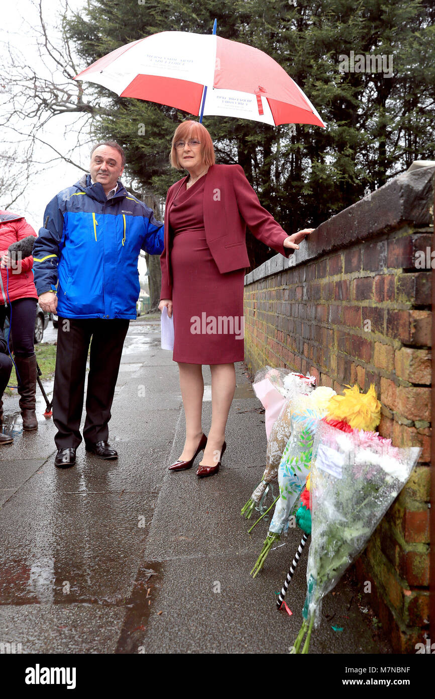 Lady Anne prepares to give a statement outside her Liverpool home ...