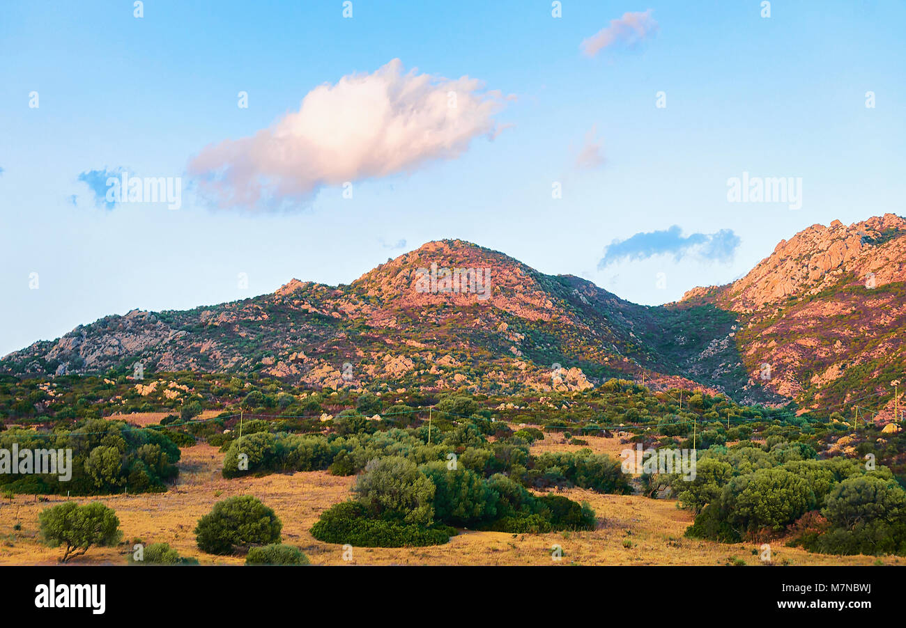 Landscape with Mountains and clouds in the sky at Golfo Aranci ...