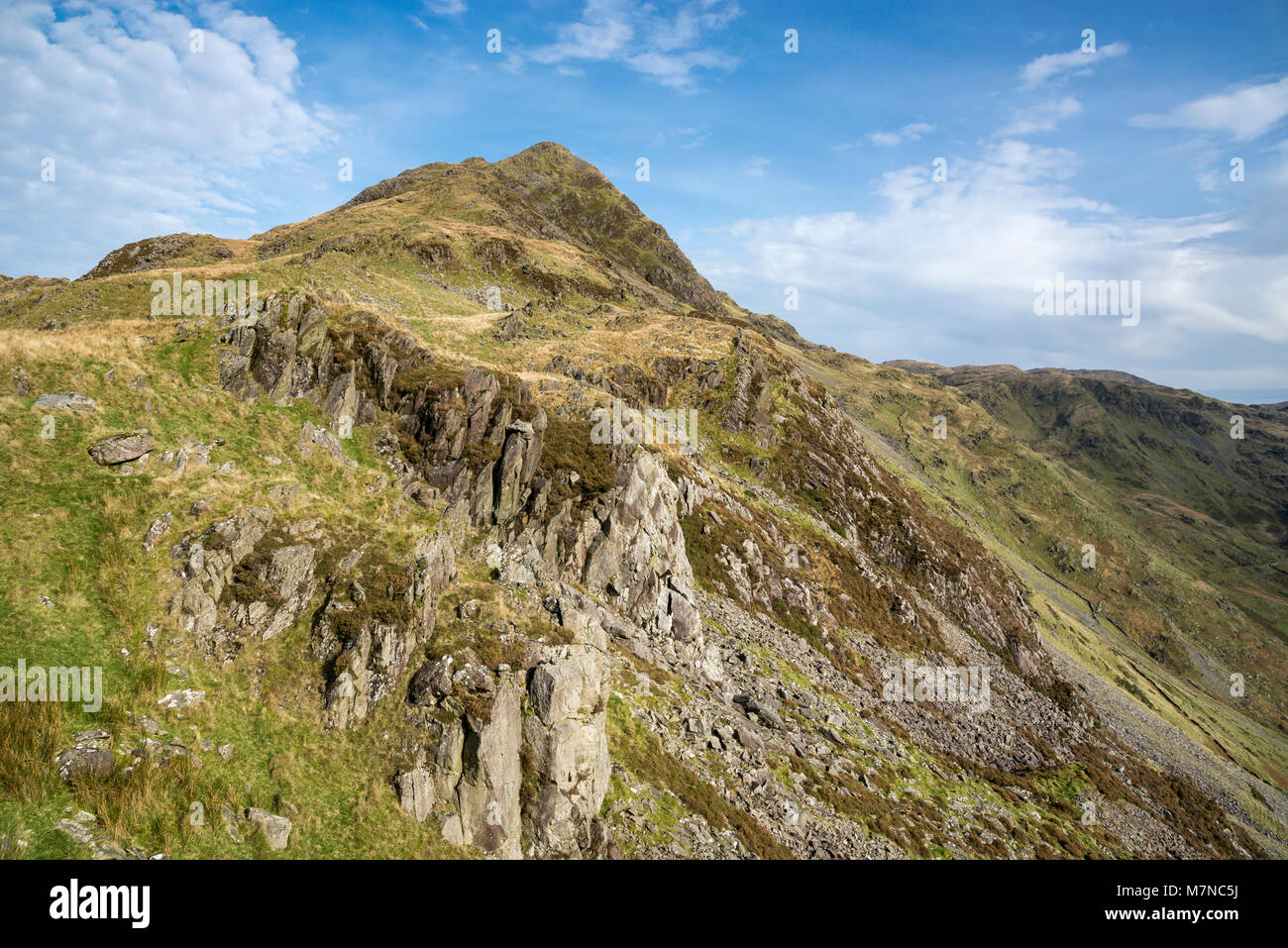 The mountain peak called Cnicht near Croesor in the Snowdonia national ...