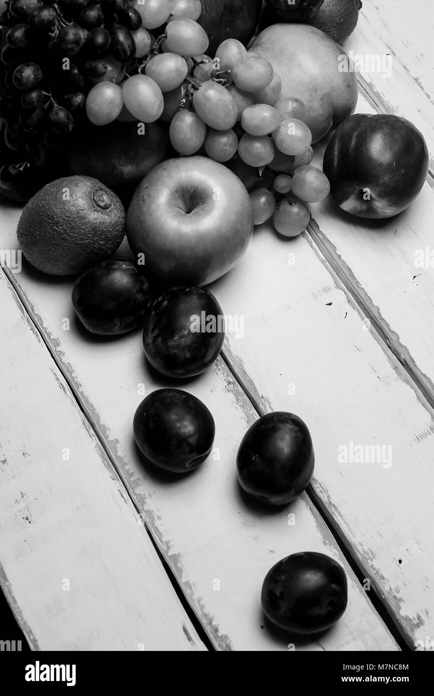 Fruit vegetable mix Black and White Stock Photos & Images - Alamy
