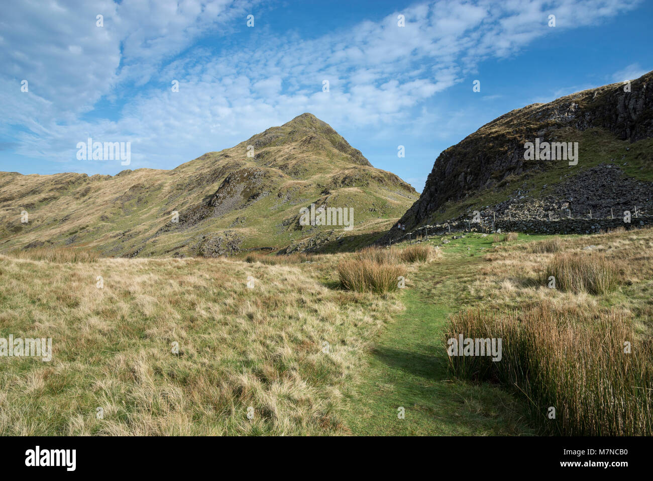 The mountain peak called Cnicht near Croesor in the Snowdonia national ...