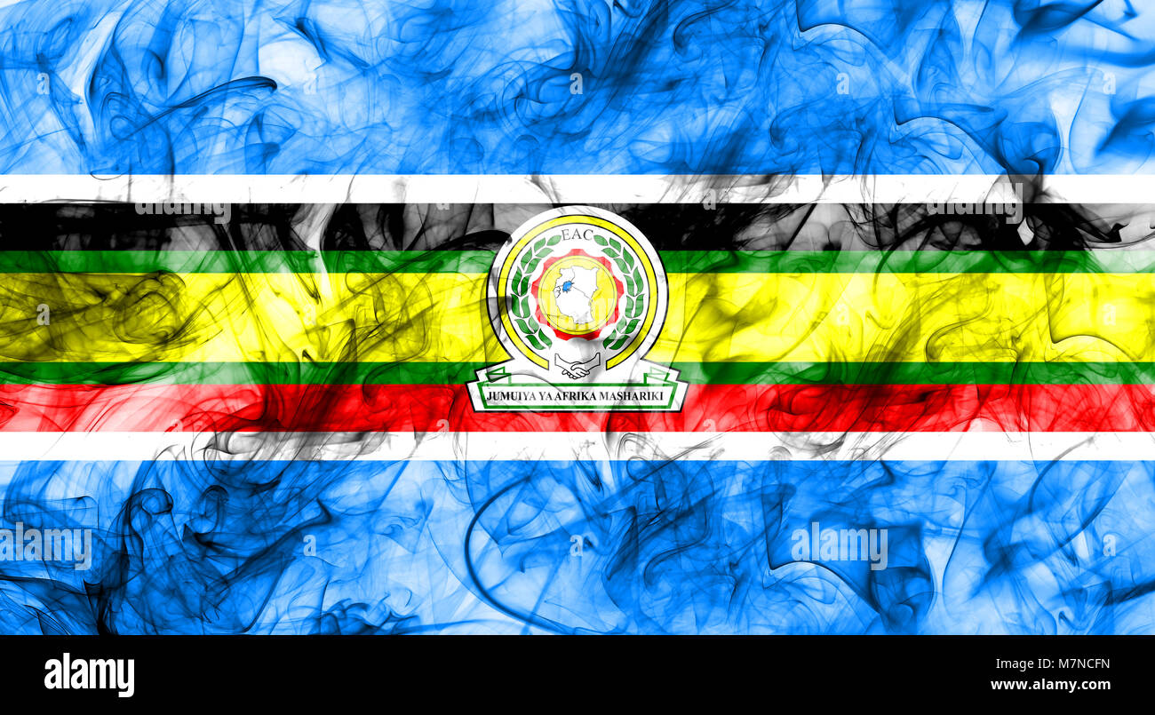 East African Community smoke flag, EAC flag Stock Photo - Alamy