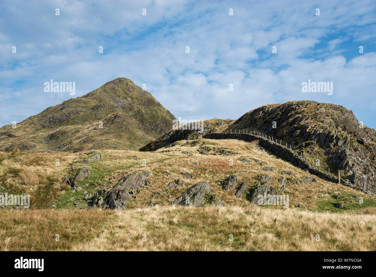 The mountain peak called Cnicht near Croesor in the Snowdonia national ...