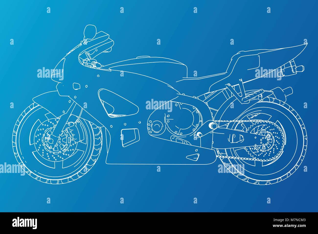 Blueprint sport bike. EPS10 format. Vector created of 3d Stock Vector ...