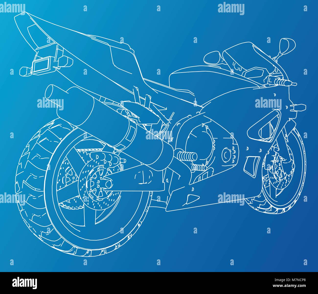 Sport Motorbike technical wire-frame. Vector rendering of 3d Stock ...