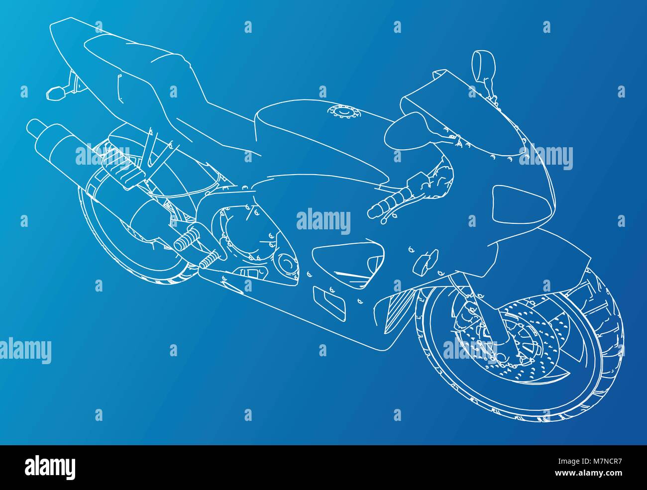 Sport motorcycle technical wire-frame. EPS10 format. Vector created of ...