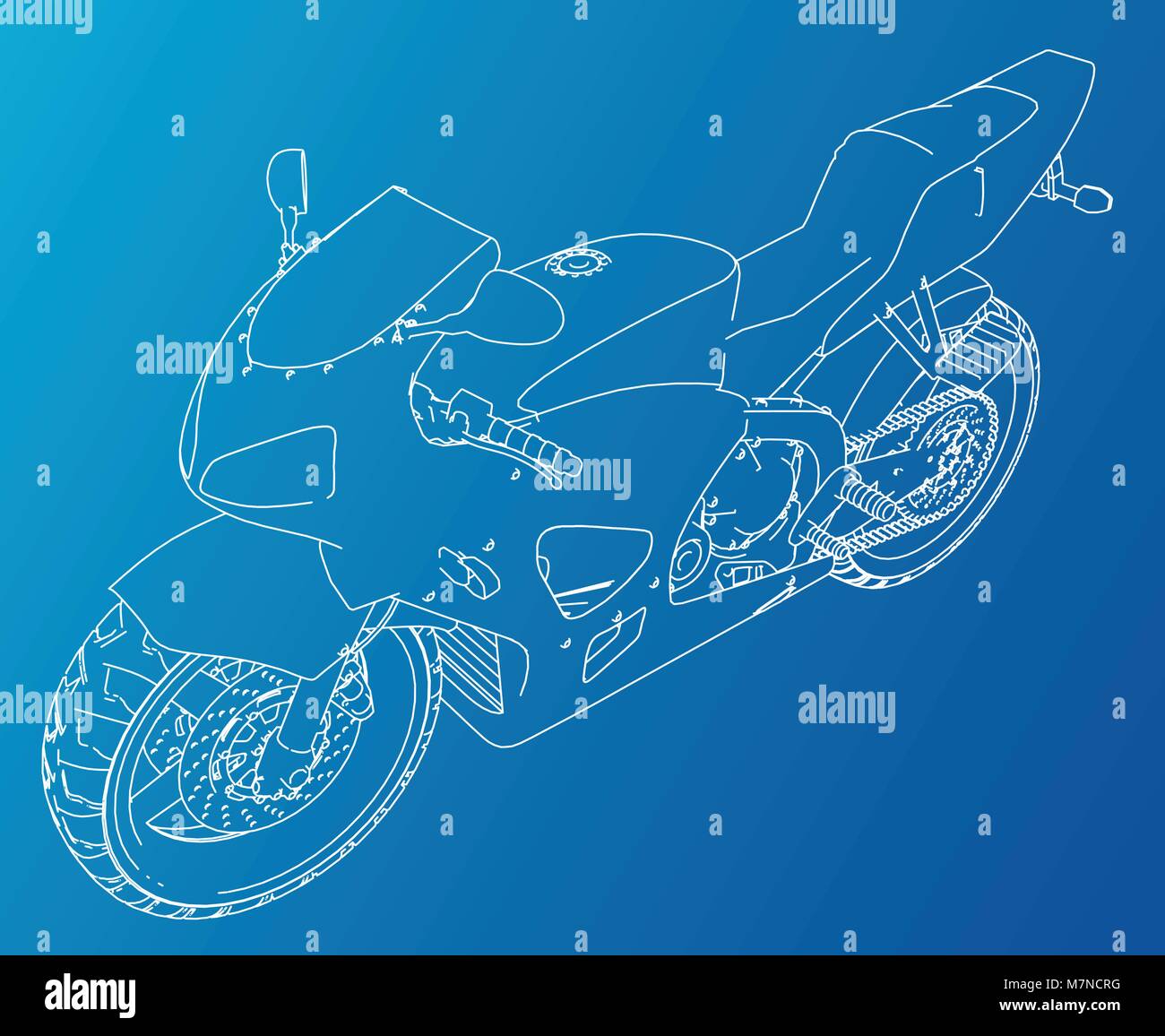 Sport motorcycle technical wire-frame. Vector illustration. Tracing ...