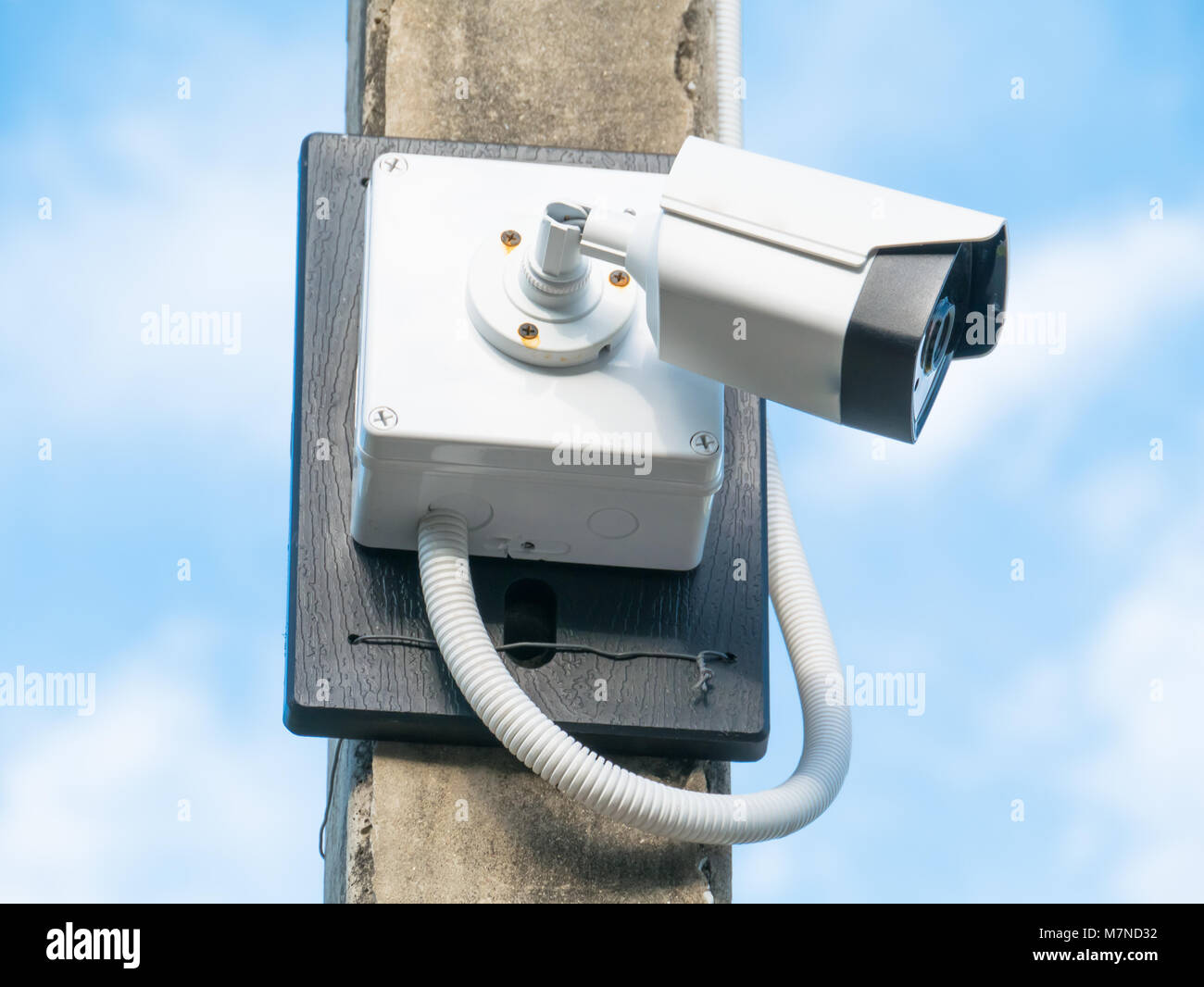 closed-circuit camera on white clouds background, closed-circuit camera ...
