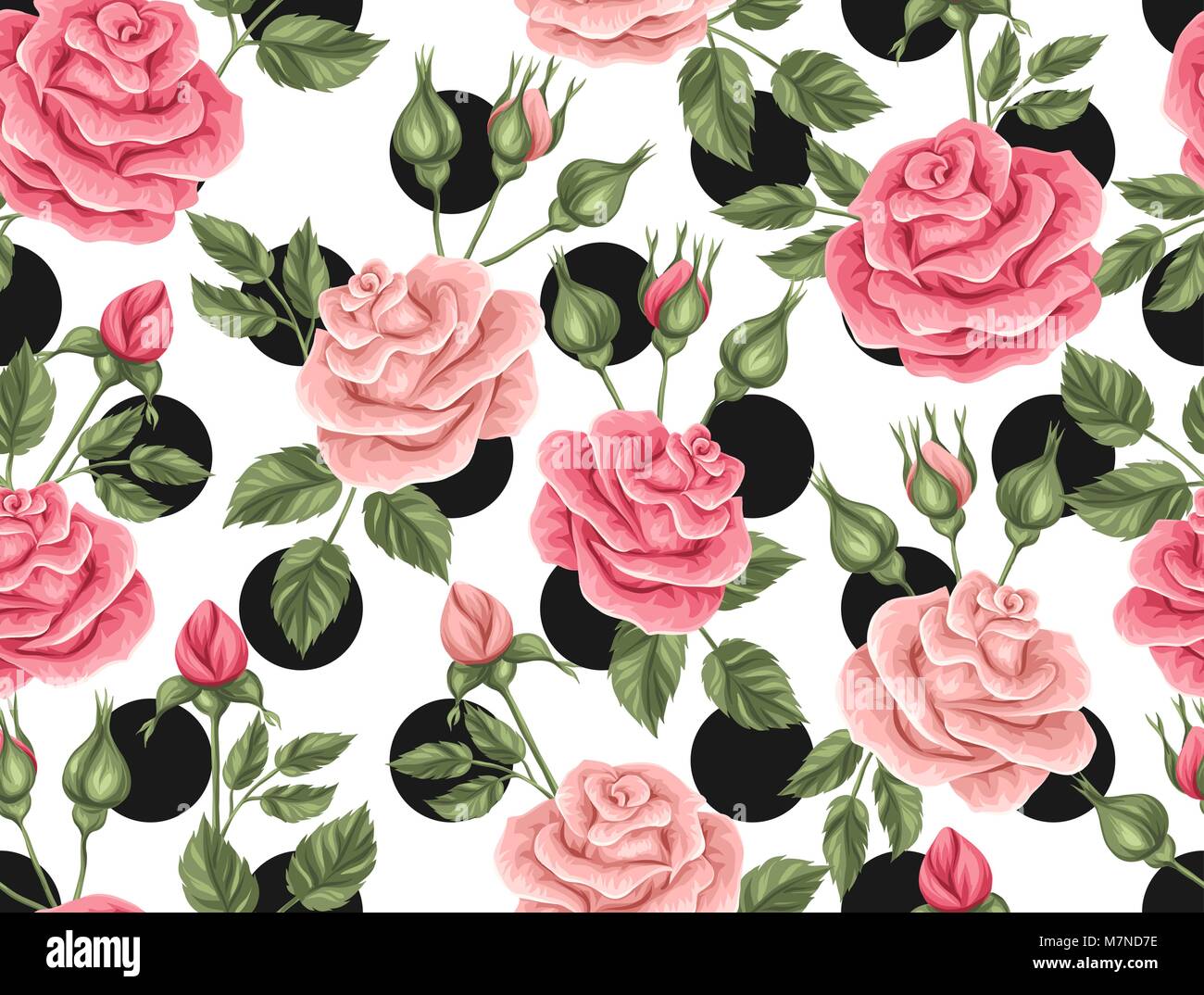 Seamless pattern with vintage roses. Decorative retro flowers. Easy to ...
