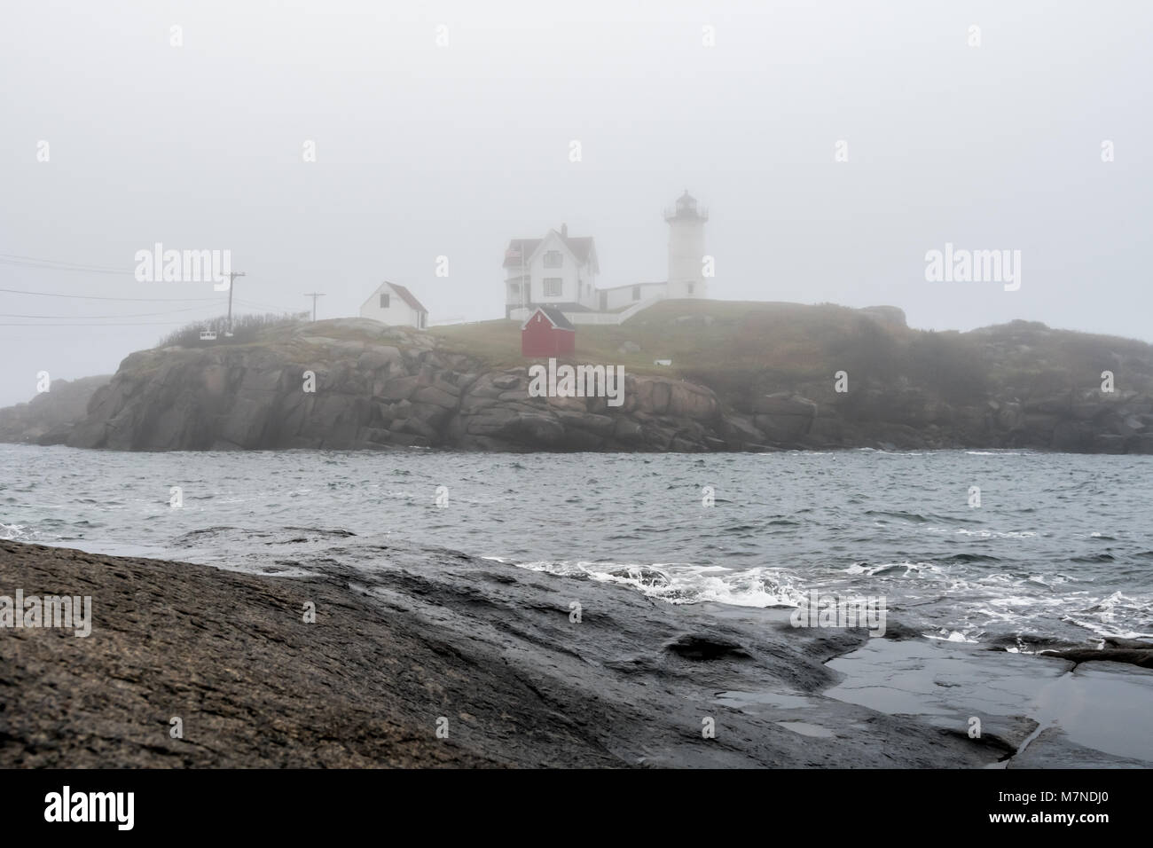 Nubble Light - Cape Neddick Lighthouse in Fog Stock Photo - Alamy