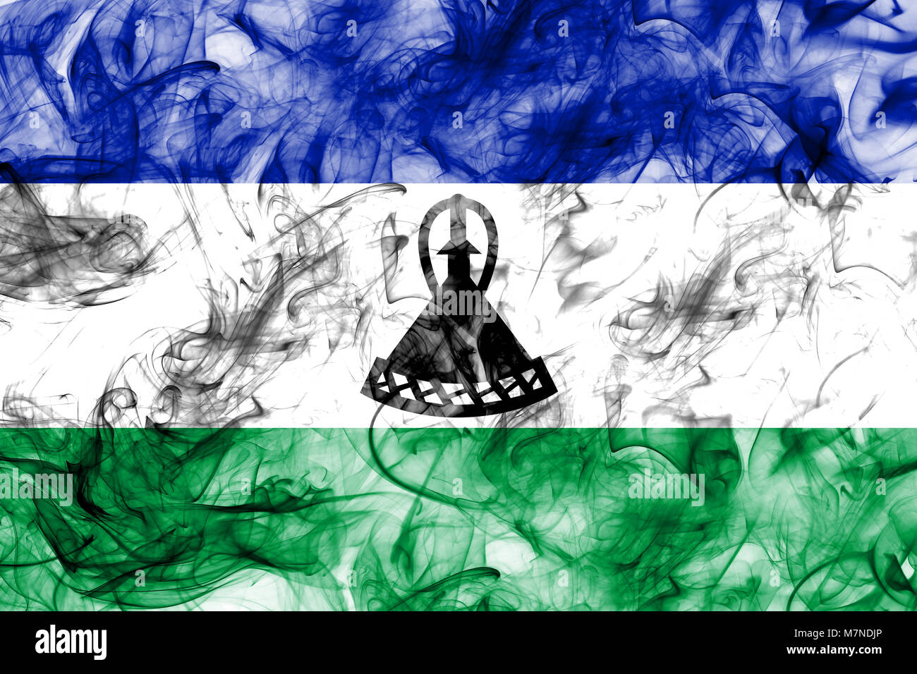 Lesotho smoke flag Stock Photo - Alamy