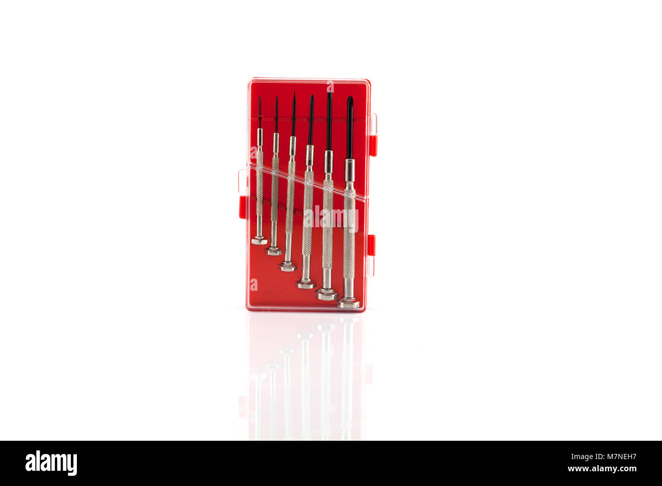 Screwdriver set in red box isolate white background Stock Photo - Alamy