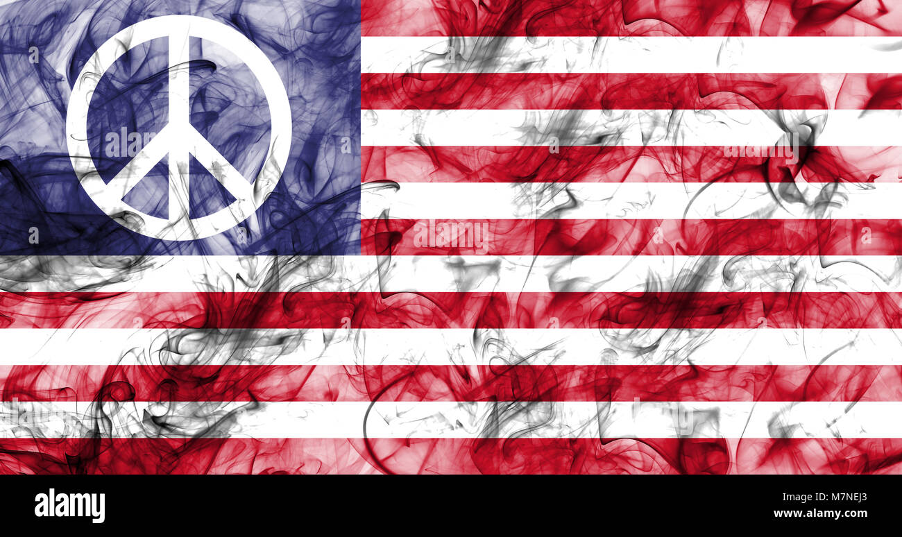 US Peace symbol smoke flag Stock Photo - Alamy