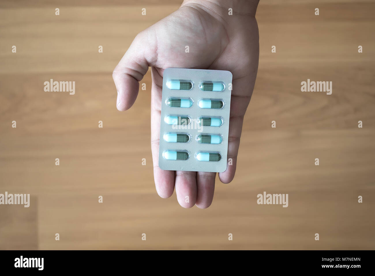 pills and medicines in the hand pharmaceutical medicine pharmacy Stock ...