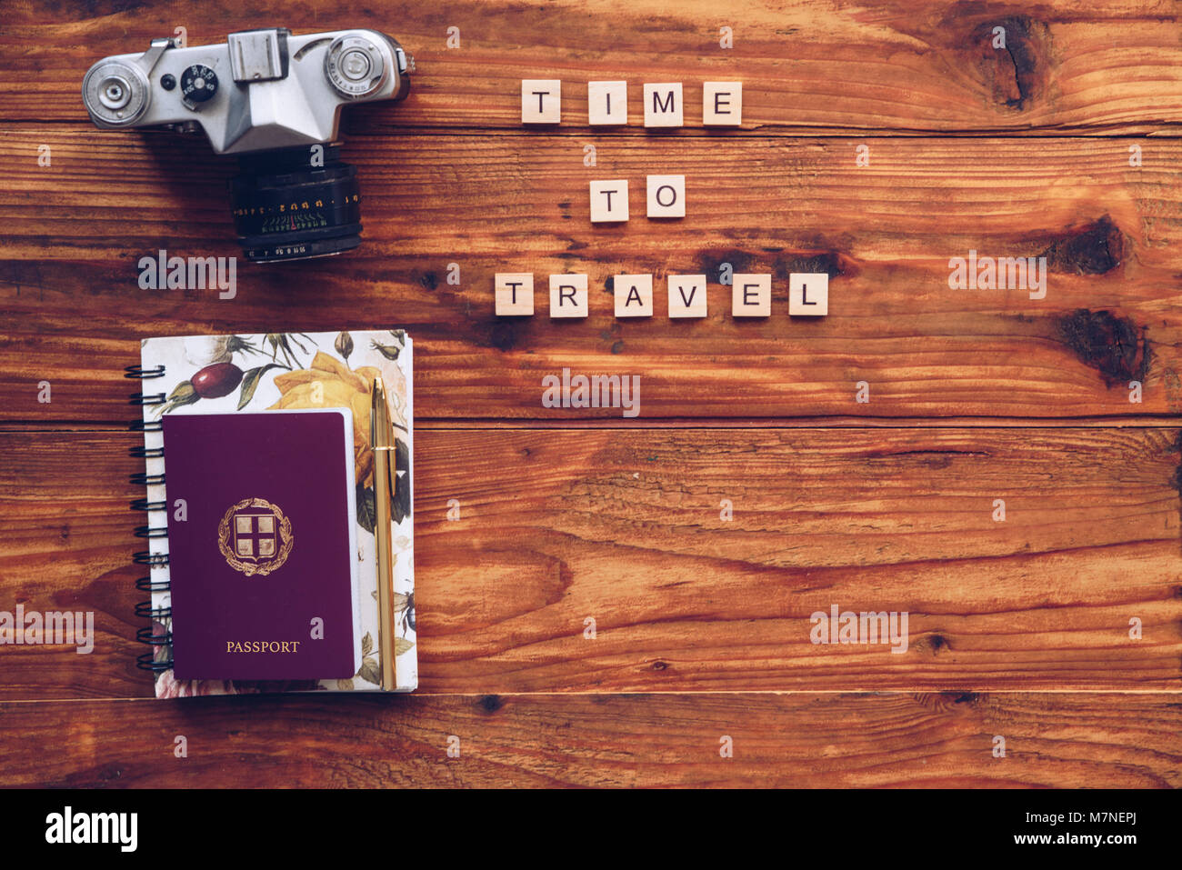 Time to travel words made from wooden letters. Travel concept Stock ...