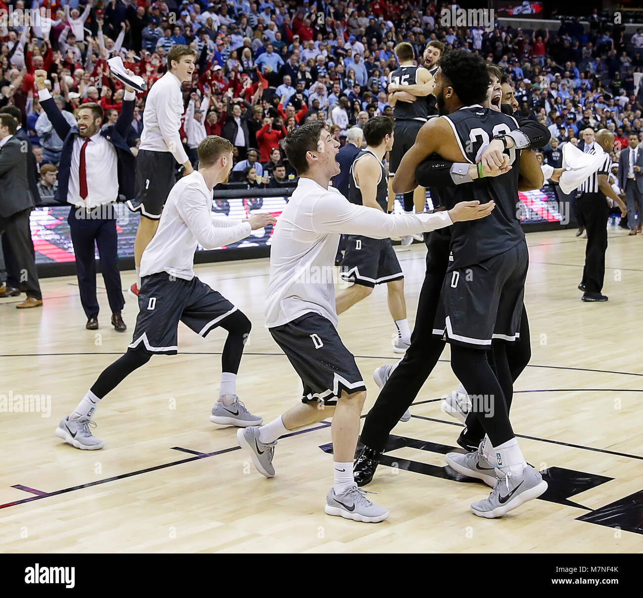 March 11, 2018: Davidson Wildcats G #20 Kishawn Pritchett celebrates ...