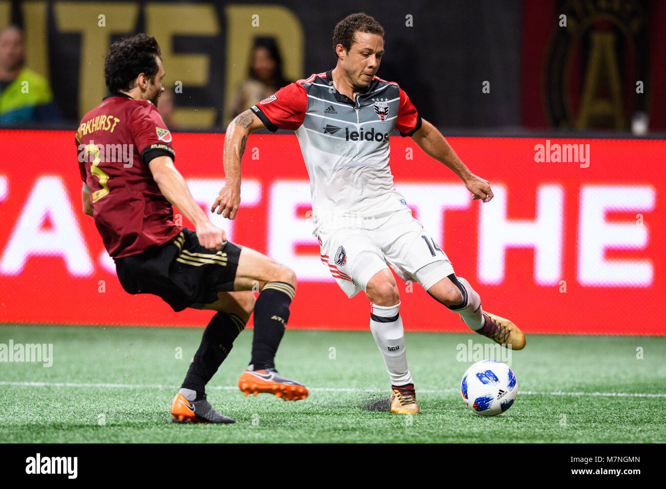 Atlanta, USA. 11th Mar, 2018. D.C. United midfielder Nick DeLeon (14 ...