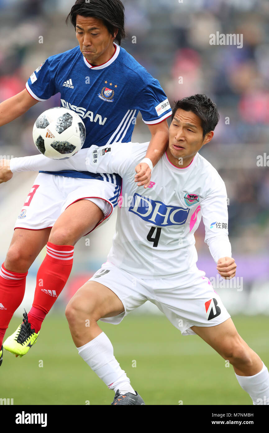NHK Spring Mitsuzawa Football Stadium, Kanagawa, Japan. 10th Mar, 2018. (L to R) Kosuke ...
