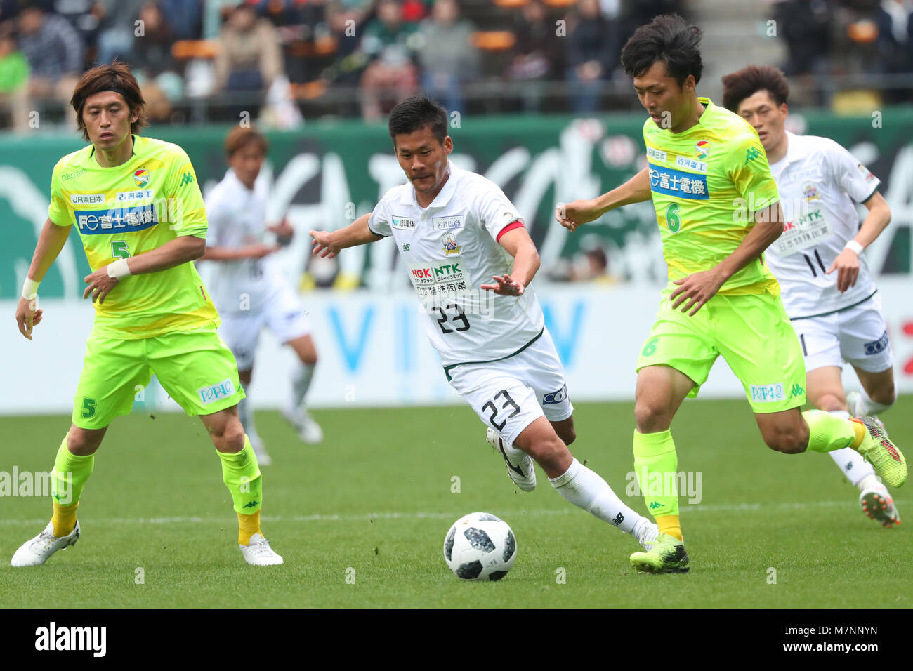 Fukuda Denshi Arena, Chiba, Japan. 11th Mar, 2018. (L to R) Tatsuya Masushima (JEF), Yuto Ono ...