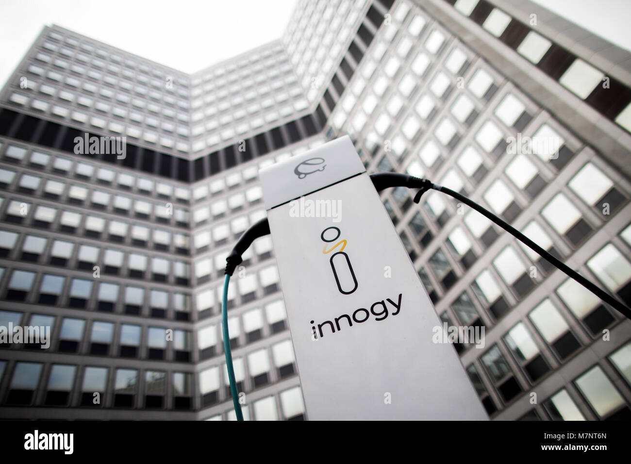 12 March 2018, Germany, Essen: The Innogy logo is visible on the facade ...